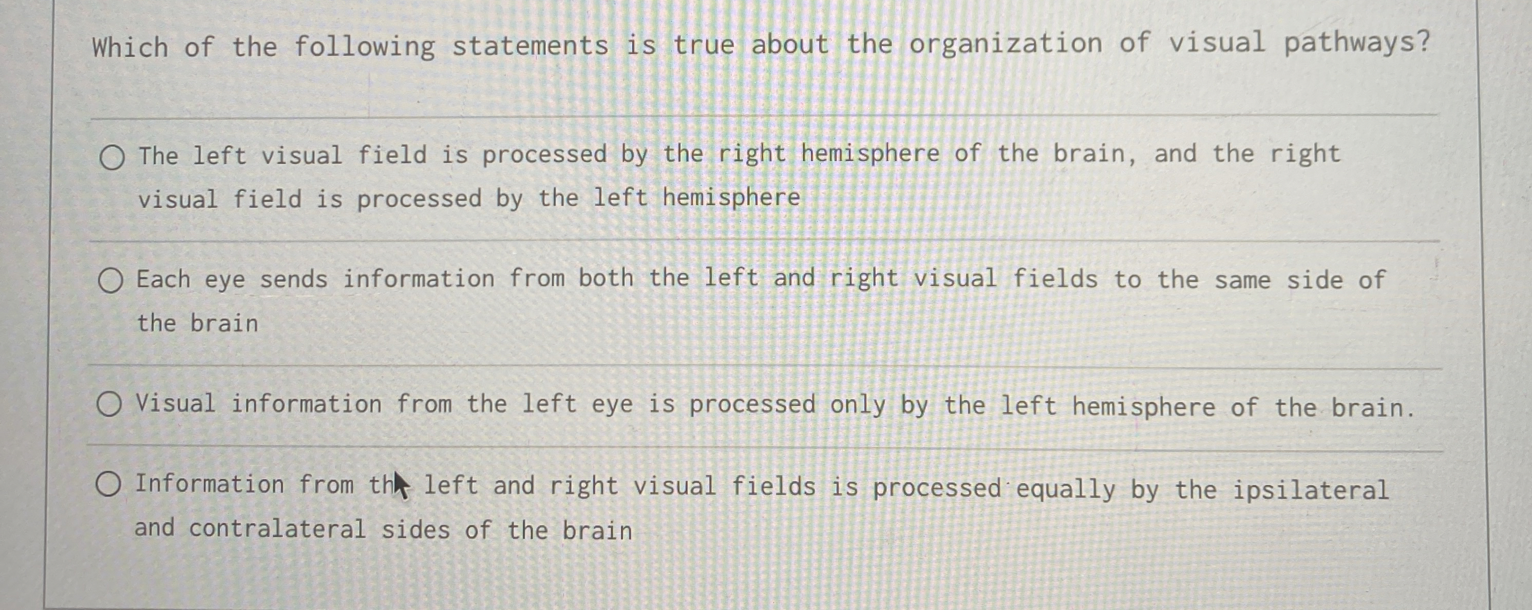 Solved Which of the following statements is true about the | Chegg.com