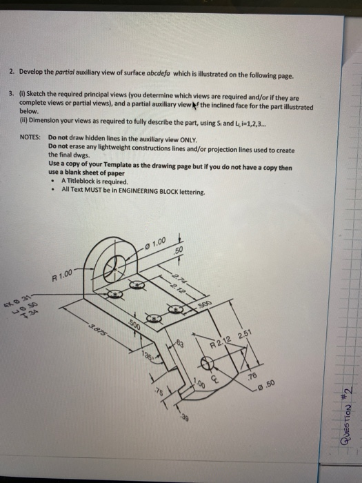 Solved 2.7 2. Develop the partial auxiliary view of surface | Chegg.com