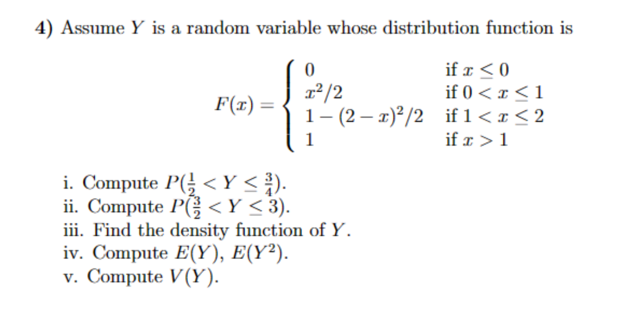 Solved Assume Y ﻿is a random variable whose distribution | Chegg.com