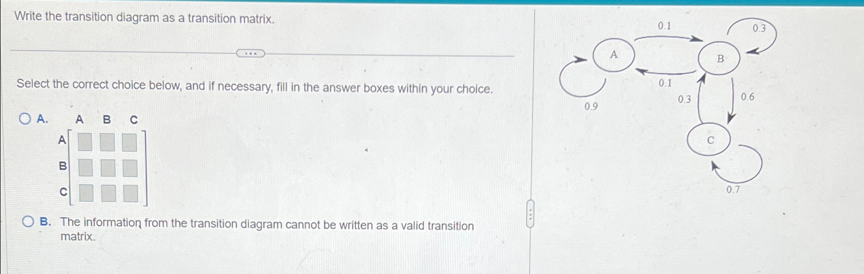 Write the transition diagram as a transition | Chegg.com