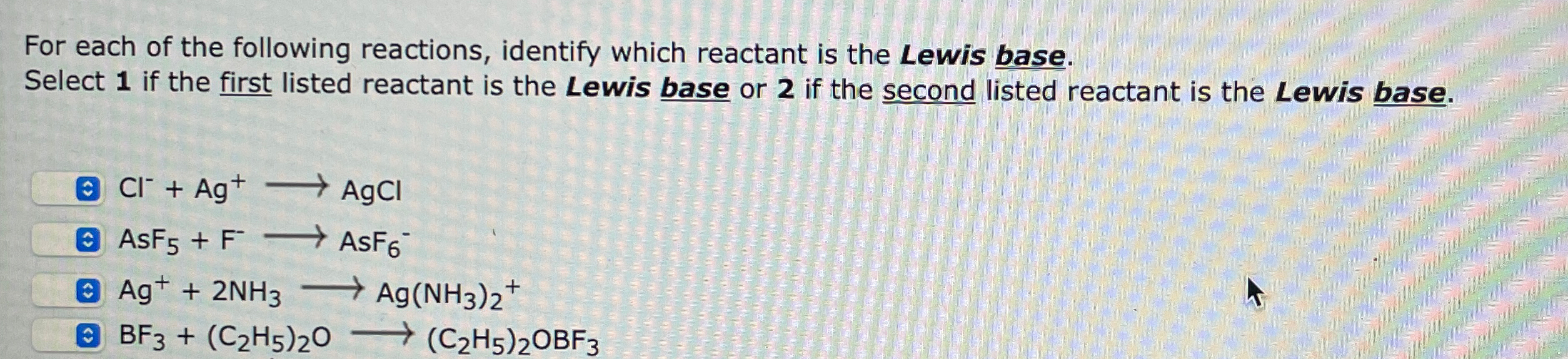 Solved For each of the following reactions, identify which | Chegg.com