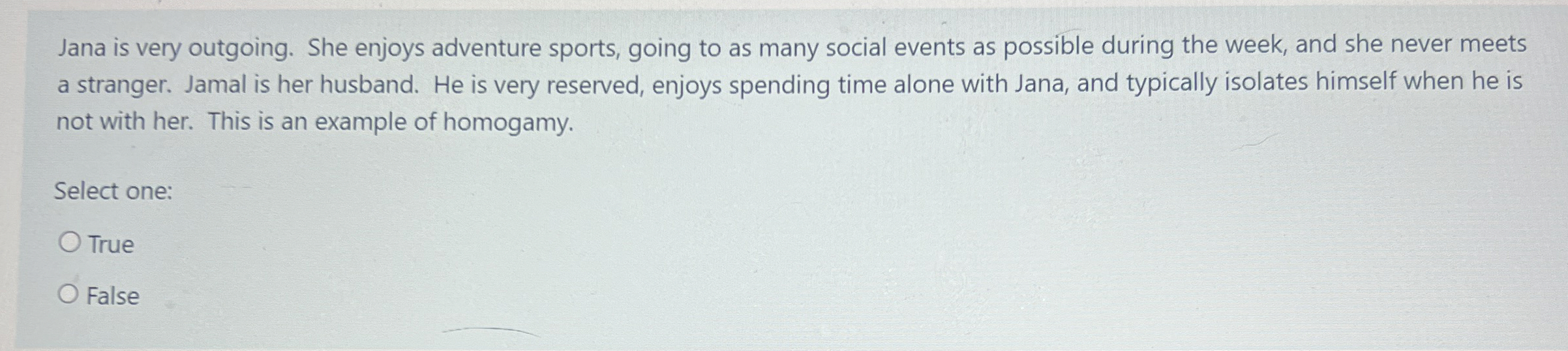 Solved Jana is very outgoing. She enjoys adventure sports, | Chegg.com