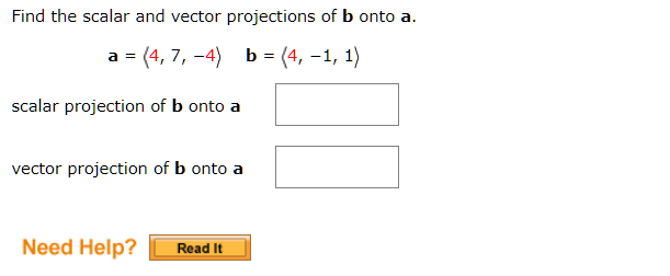 Solved Find the scalar and vector projections of b ﻿onto | Chegg.com