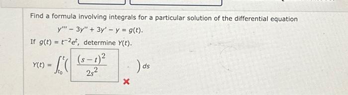 Solved Find a formula involving integrals for a particular | Chegg.com