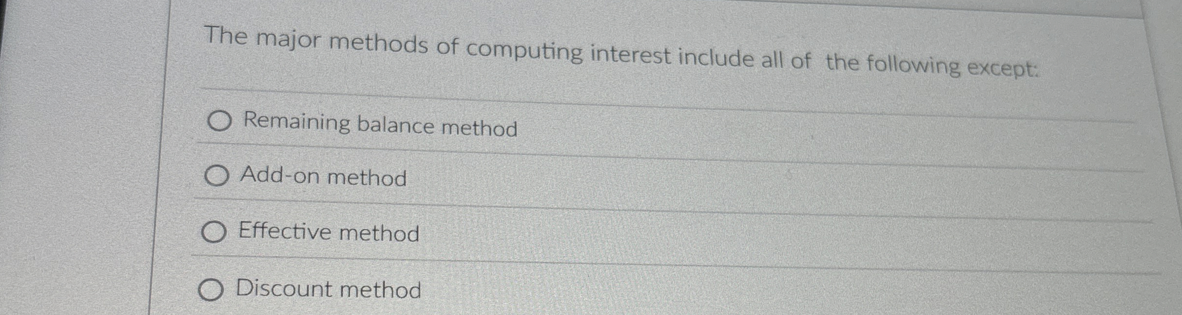 Solved The major methods of computing interest include all | Chegg.com
