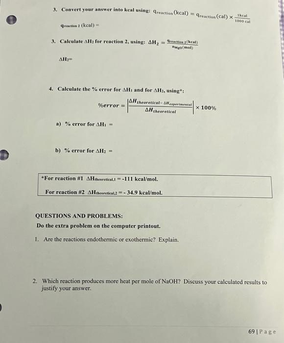 Solved Reaction 2 1. Using dimensional analysis, calculate | Chegg.com