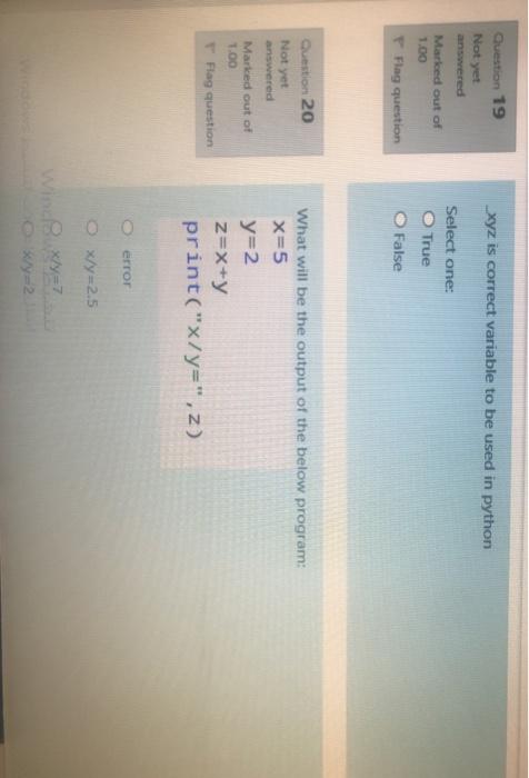 Solved Question 19 xyz is correct variable to be used in | Chegg.com