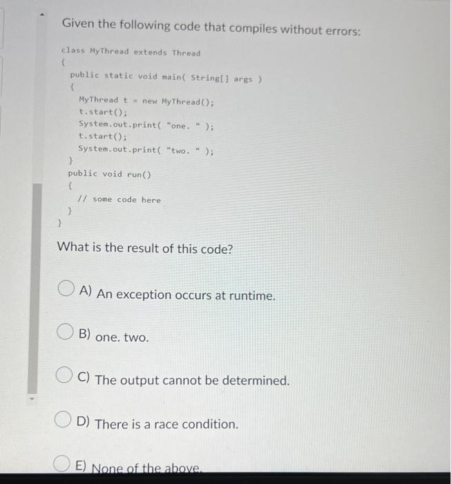 Solved Given The Following Code That Compiles Without 5183