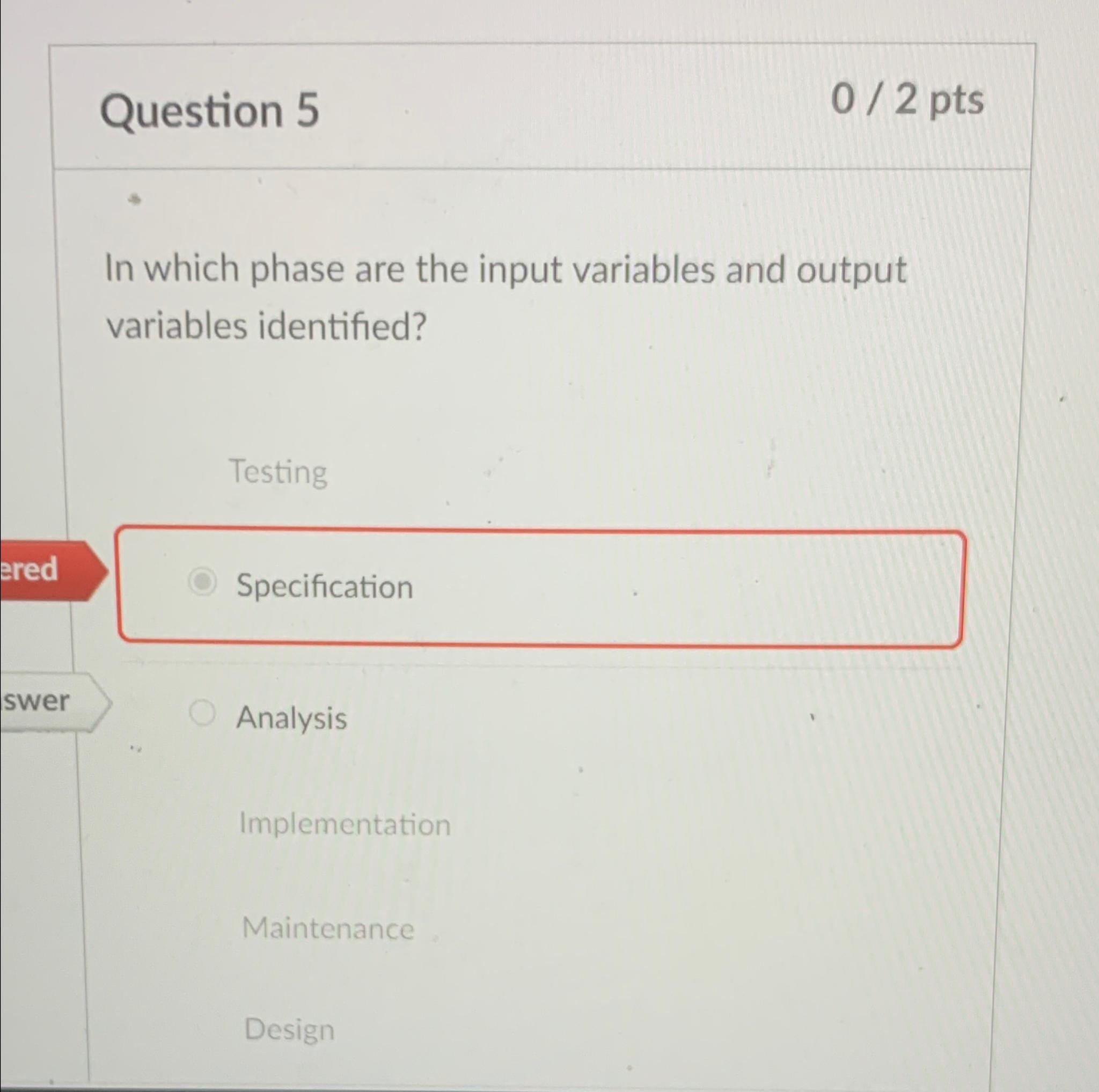 Solved Question 502ptsIn which phase are the input variables | Chegg.com