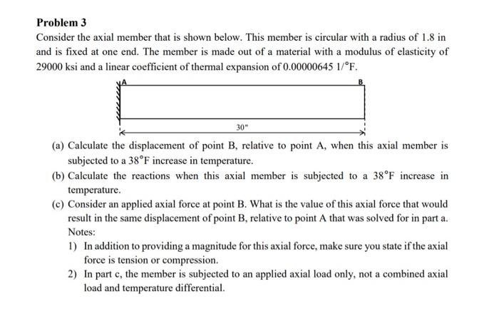 Problem 3 Consider the axial member that is shown | Chegg.com