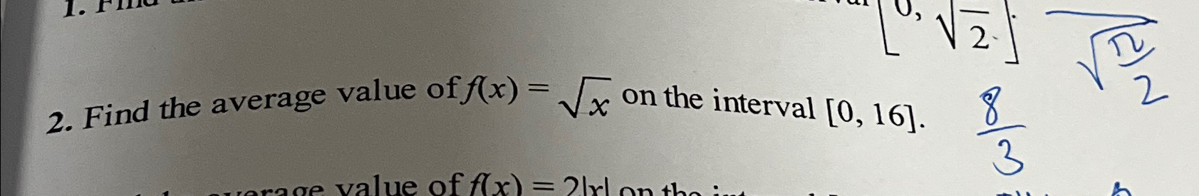 Solved Find the average value of f(x)=x2 ﻿on the interval | Chegg.com