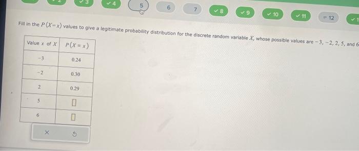 Solved Fill in the P(X=x) values to give a legitimate | Chegg.com