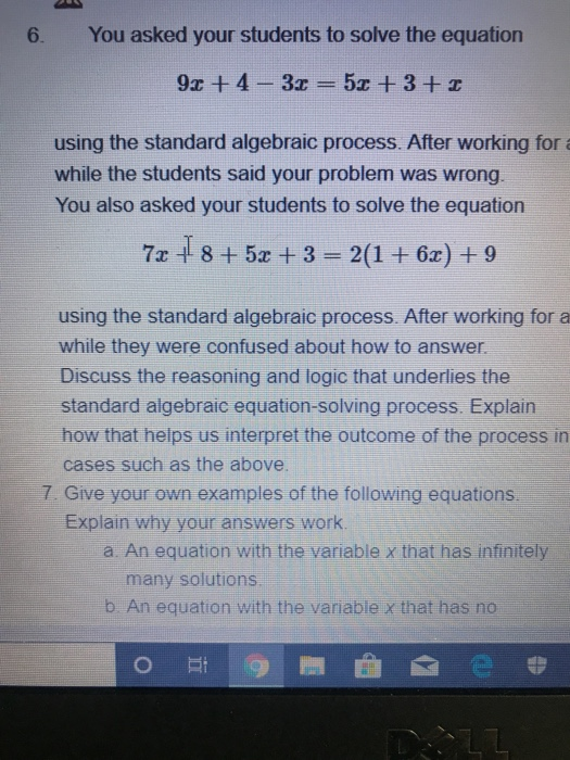 Solved 6 You asked your students to solve the equation | Chegg.com