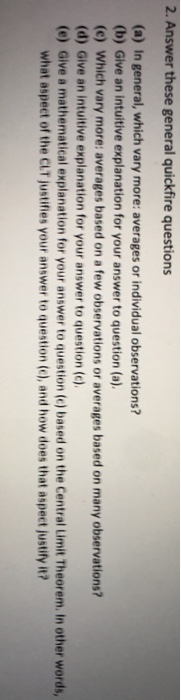 Solved 2. Answer these general quickfire questions (a) In | Chegg.com