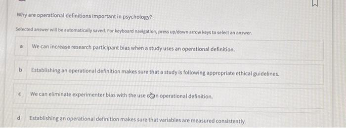 Solved Why are operational definitions important in | Chegg.com