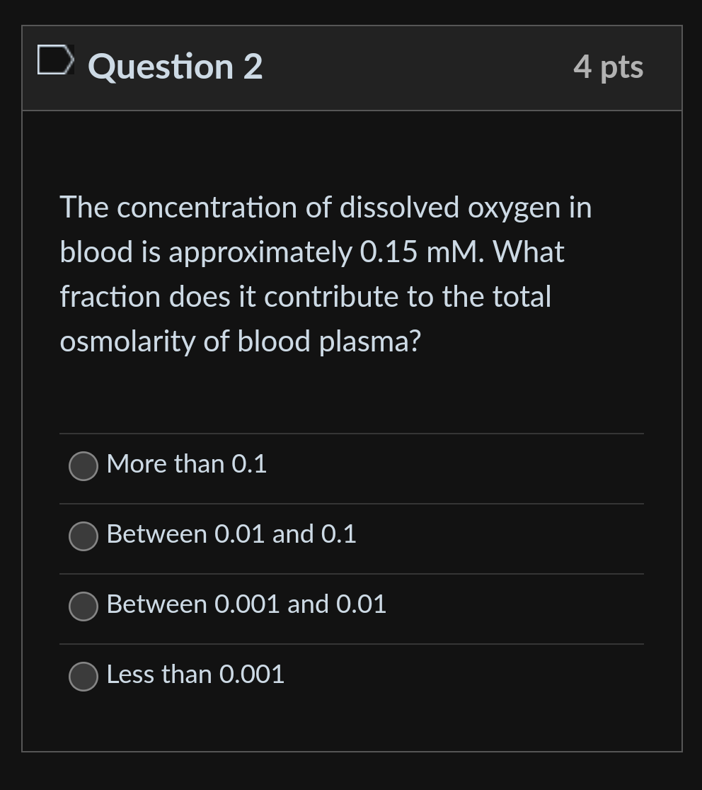 Solved Question 2 4pts The concentration of dissolved oxygen | Chegg.com