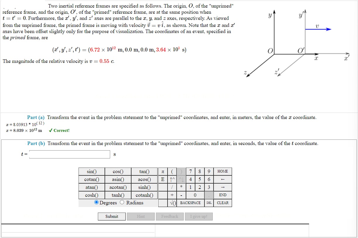 Solved Two inertial reference frames are specified as | Chegg.com