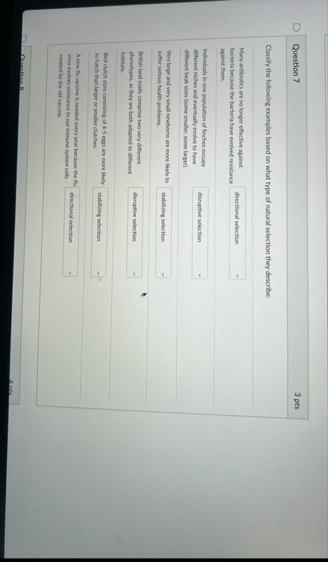 Solved Question 73 ﻿ptsClassify the following examples based | Chegg.com