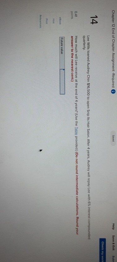 Solved Chapter 12 End of Chapter Assignment -Required Saved | Chegg.com