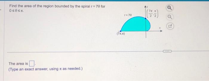 Solved Find the area of the region bounded by the spiral | Chegg.com