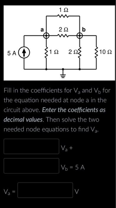 Solved Fill in the coefficients for Va and Vb for the | Chegg.com