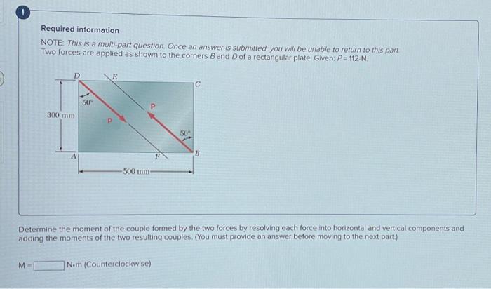 Solved Required information NOTE: This is a mult-part | Chegg.com