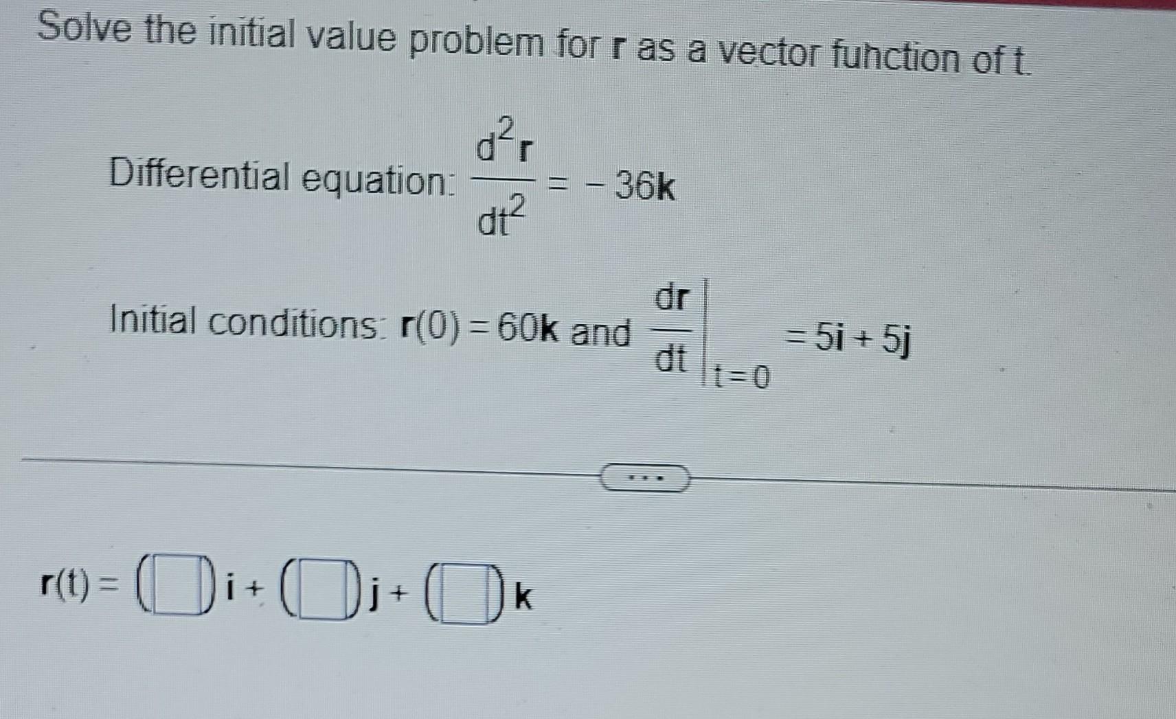 Solved Solve the initial value problem for r as a vector | Chegg.com