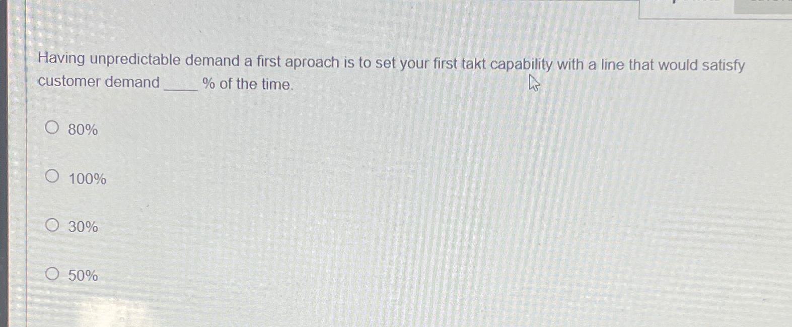 Solved Having unpredictable demand a first aproach is to set | Chegg.com