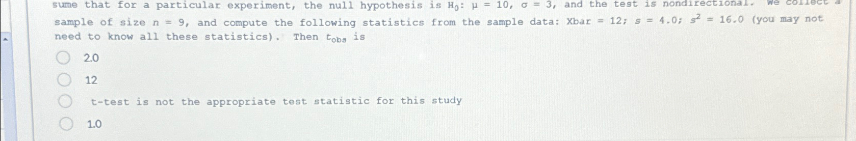 Solved Assume that for a particular experiment, the null | Chegg.com