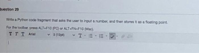 Solved Question 29 Wito a Python code fragment that as the | Chegg.com