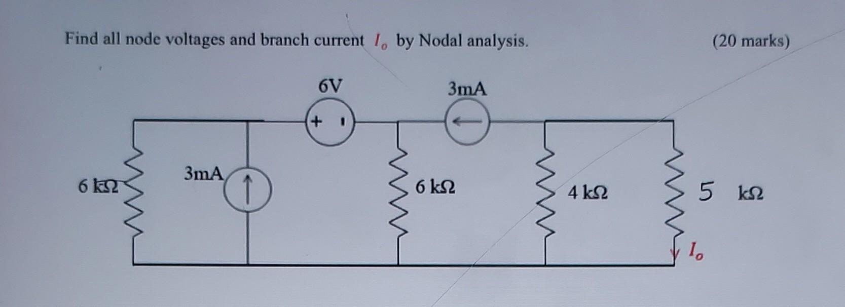 Solved Find all node voltages and branch current I0 by Nodal | Chegg.com
