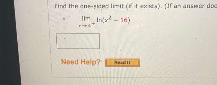 Solved Find the one-sided limit (if it exists). (If an | Chegg.com