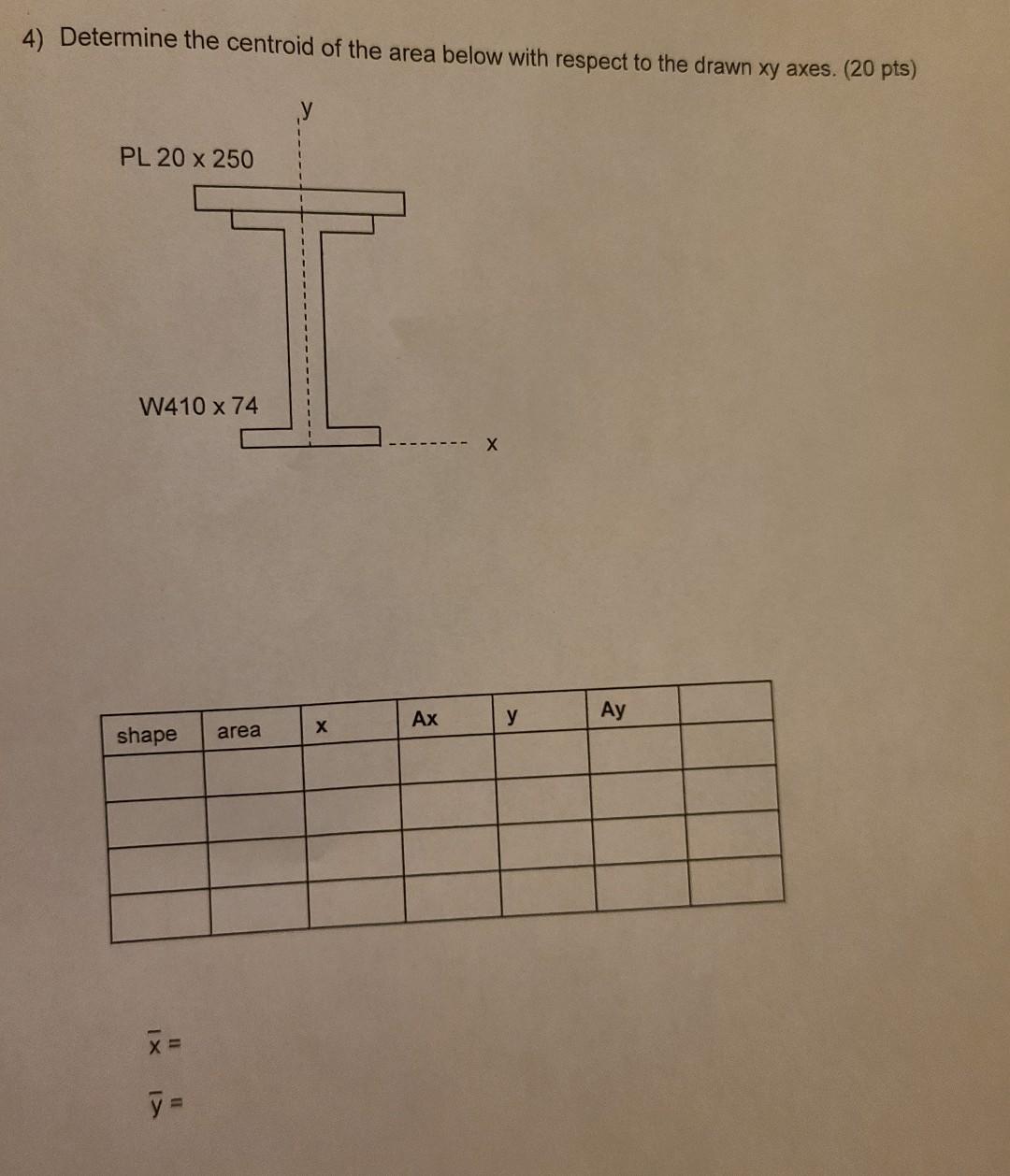 Solved 4) Determine the centroid of the area below with | Chegg.com