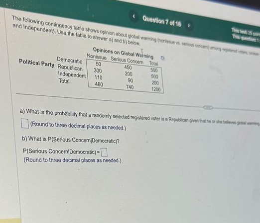 Solved and Independent). ﻿Use the table to ans opinion about | Chegg.com
