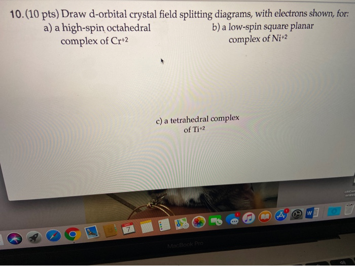 Solved 10.(10 pts) Draw d-orbital crystal field splitting | Chegg.com