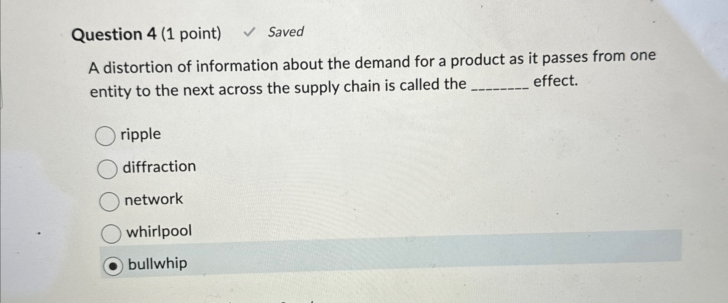 Solved Question 4 (1 ﻿point) ﻿SavedA distortion of | Chegg.com