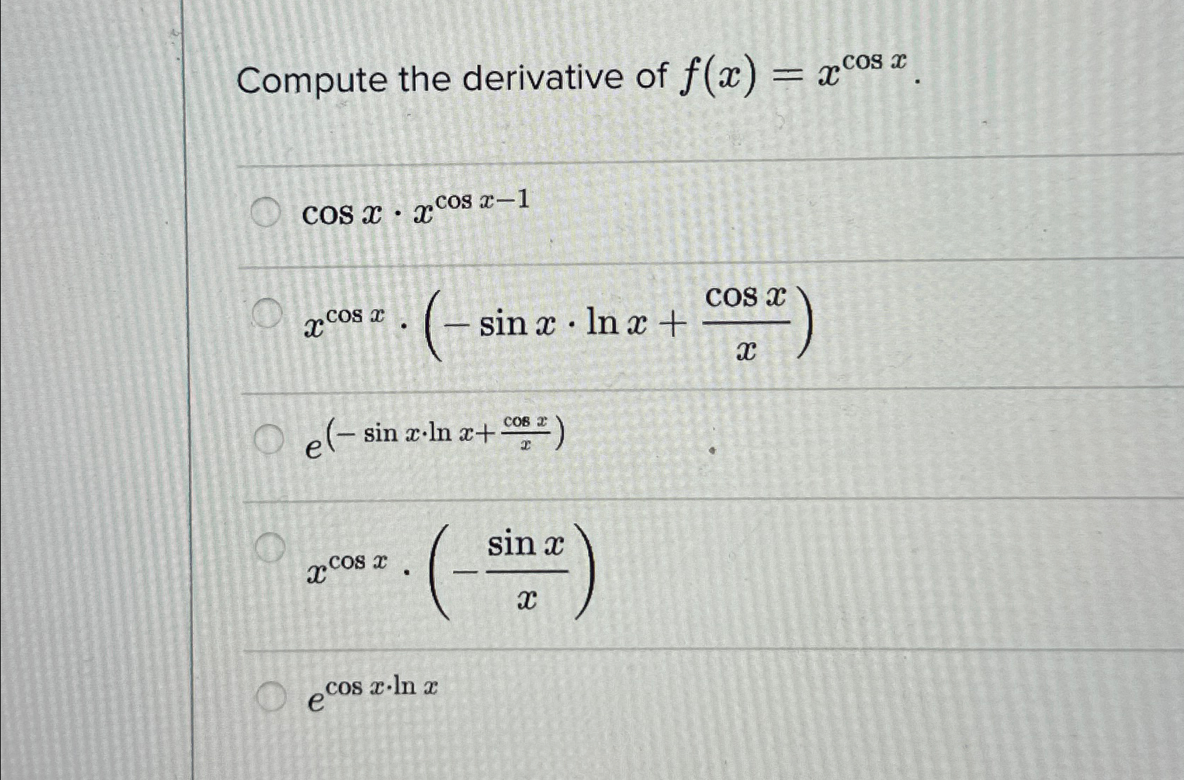 Solved Compute the derivative of | Chegg.com