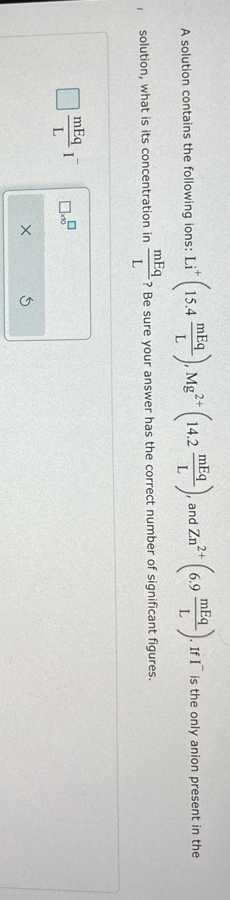 Solved A solution contains the following ions: | Chegg.com