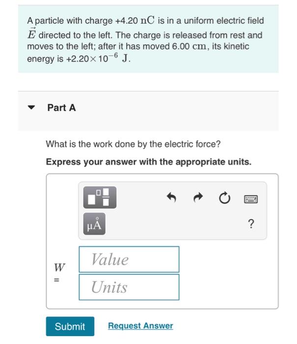 Solved A particle with charge +4.20nC is in a uniform | Chegg.com