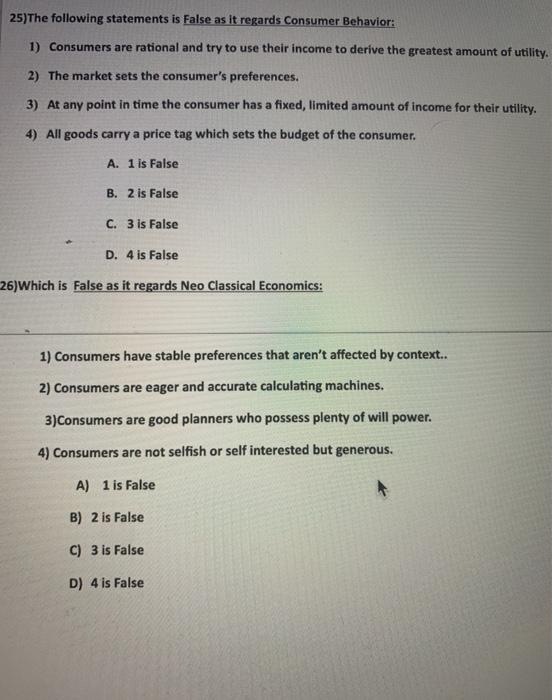 Solved 25)The following statements is False as it regards | Chegg.com