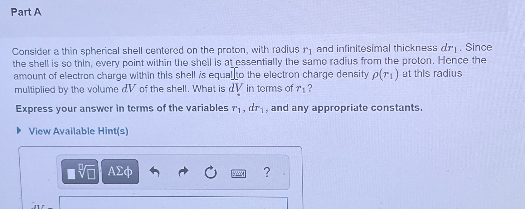 Solved Part AConsider a thin spherical shell centered on the | Chegg.com