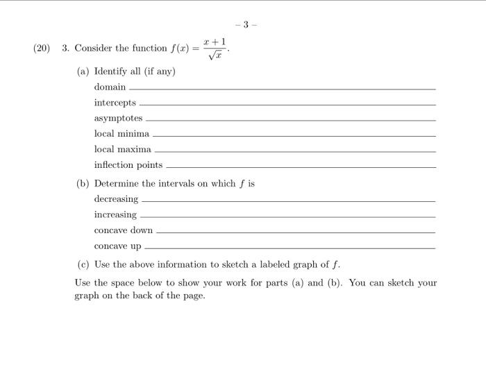 Solved 2 1 20 3 Consider The Function F X A Identify