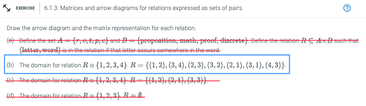EXERCISE6.1.3: Matrices and arrow diagrams for | Chegg.com