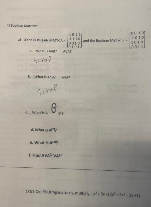 Solved Boolean Matrices A If The Boolean Matix