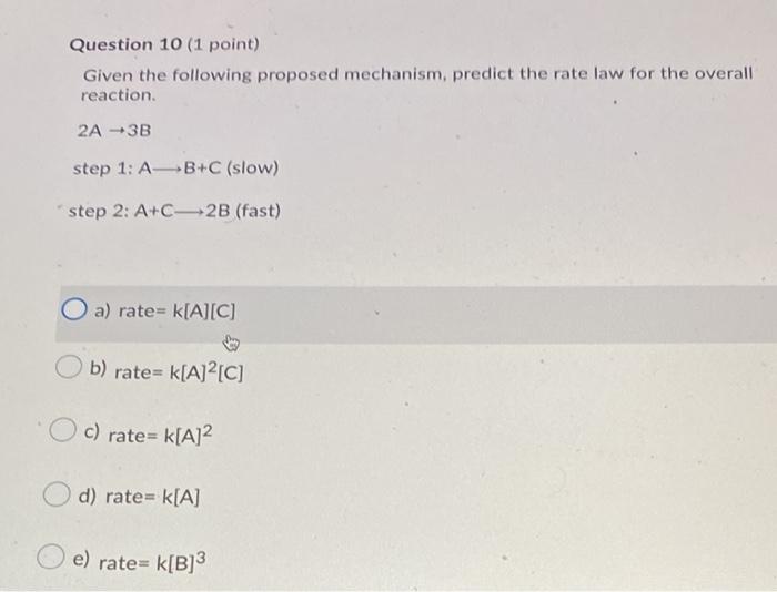 Solved Question 10 (1 point) Given the following proposed | Chegg.com