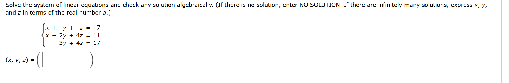 Solved Solve the system of linear equations and check any | Chegg.com