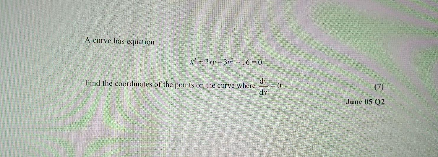 Solved A curve has equationx2+2xy-3y2+16=0Find the | Chegg.com