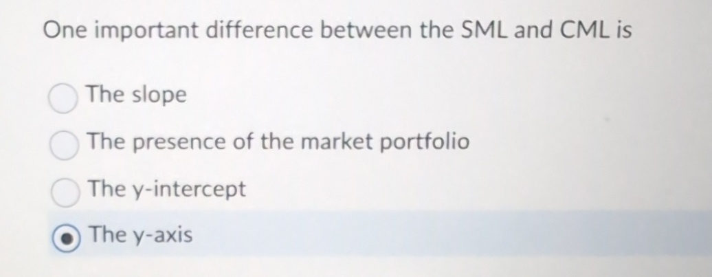 One important difference between the SML and CML | Chegg.com