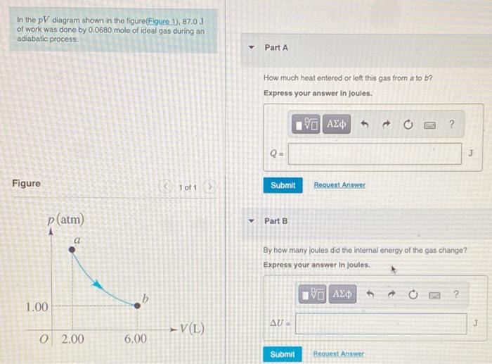 Solved In the pV diagram shown in the figure(Figure 1). 87.0 | Chegg.com