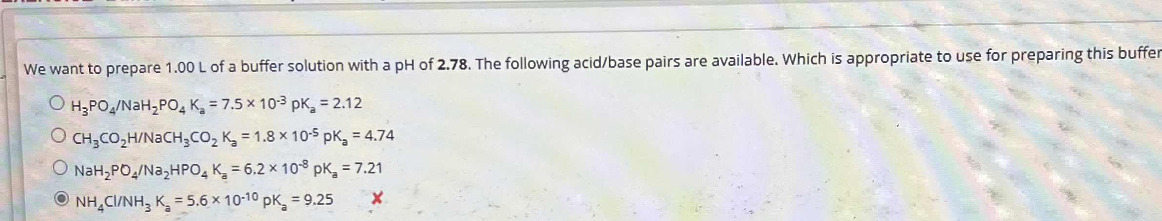 Solved We want to prepare 1.00 ﻿L of a buffer solution with | Chegg.com